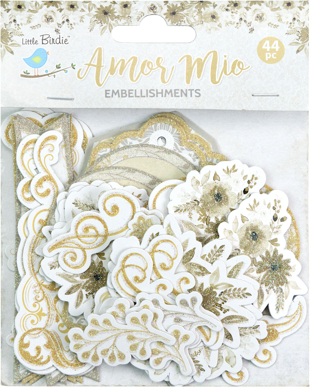 Little Birdie Ephemera Embellishment 44/pkg-Amor Mio - Little Birdie Crafts