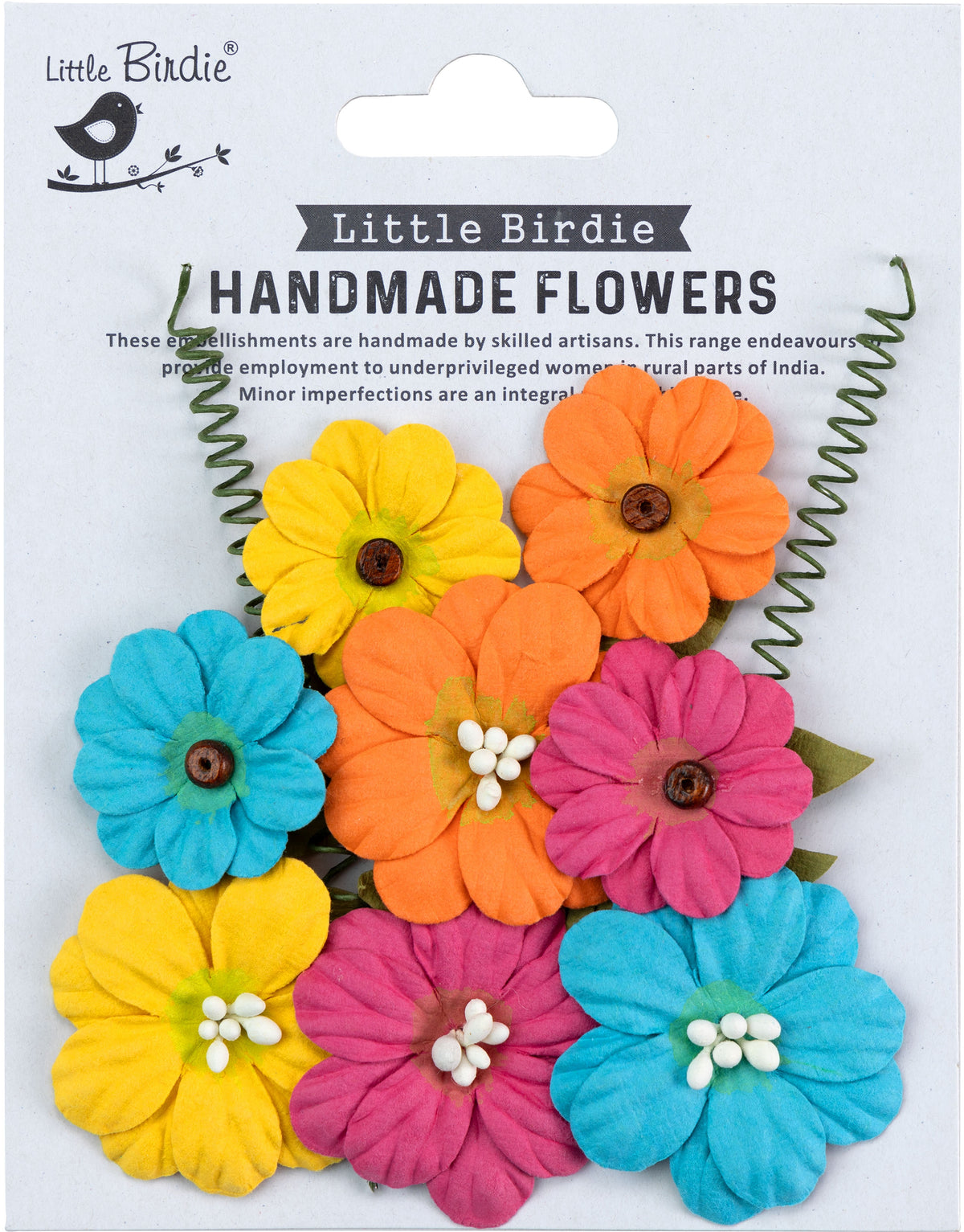Little Birdie Fiorella Paper Flowers 12/Pkg - Little Birdie Crafts