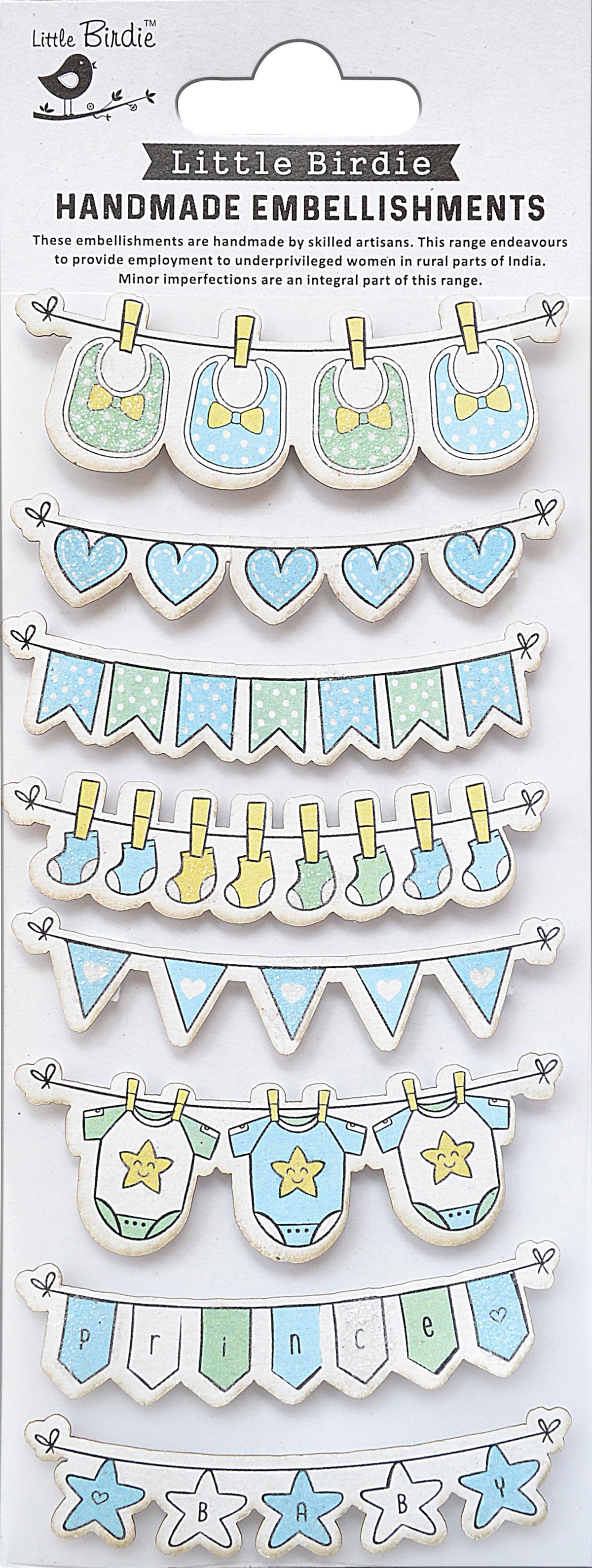 Little Birdie Baby Embellishments 8/Pkg-Socks And Bibs Blue - Little ...
