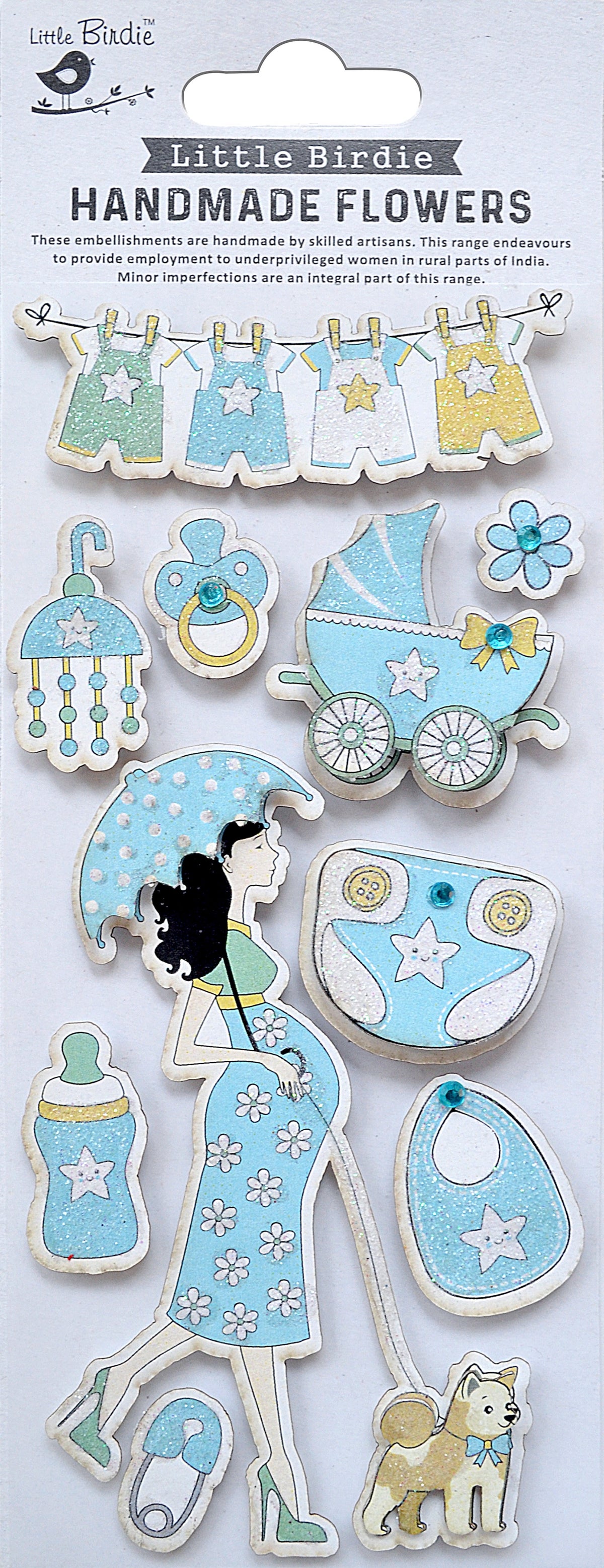 Little Birdie Baby Embellishments 11/Pkg-It's A Girl Blue - Little ...