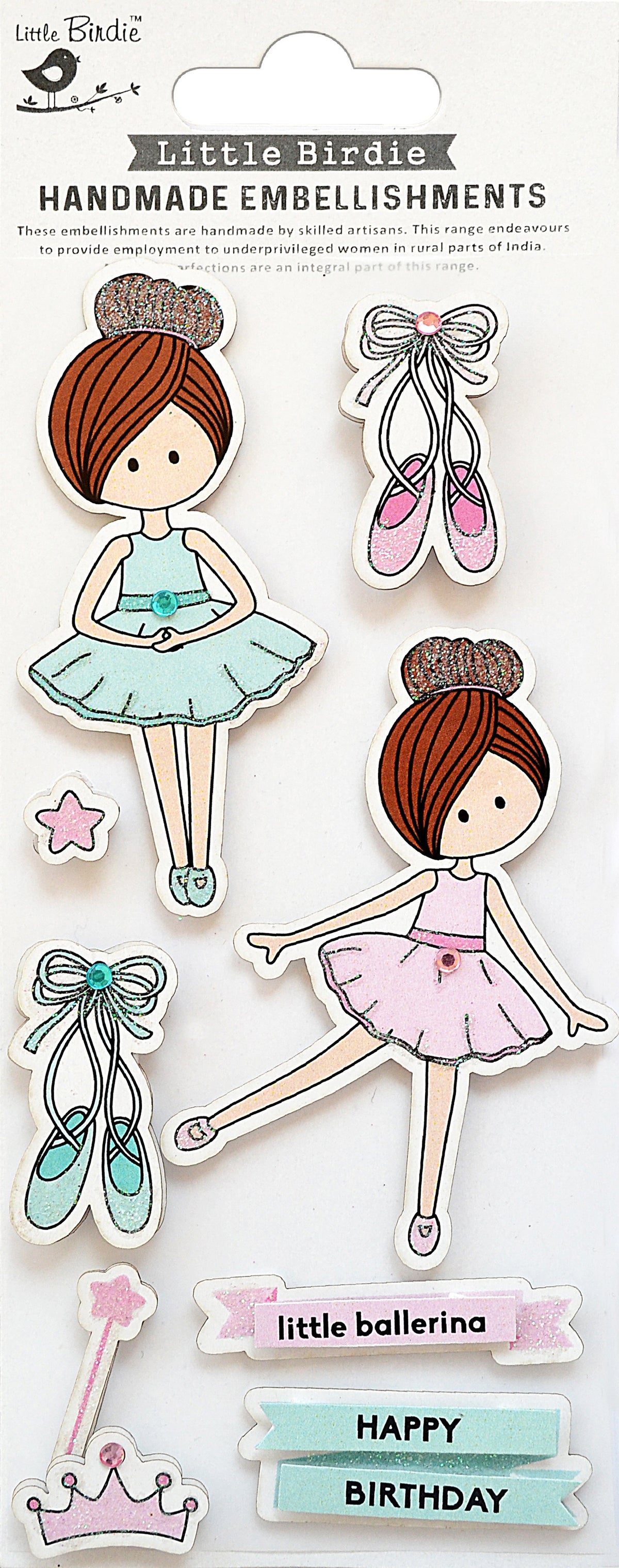 Little Birdie Sticker Embellishment 9/Pkg-Little Ballerina - Little ...