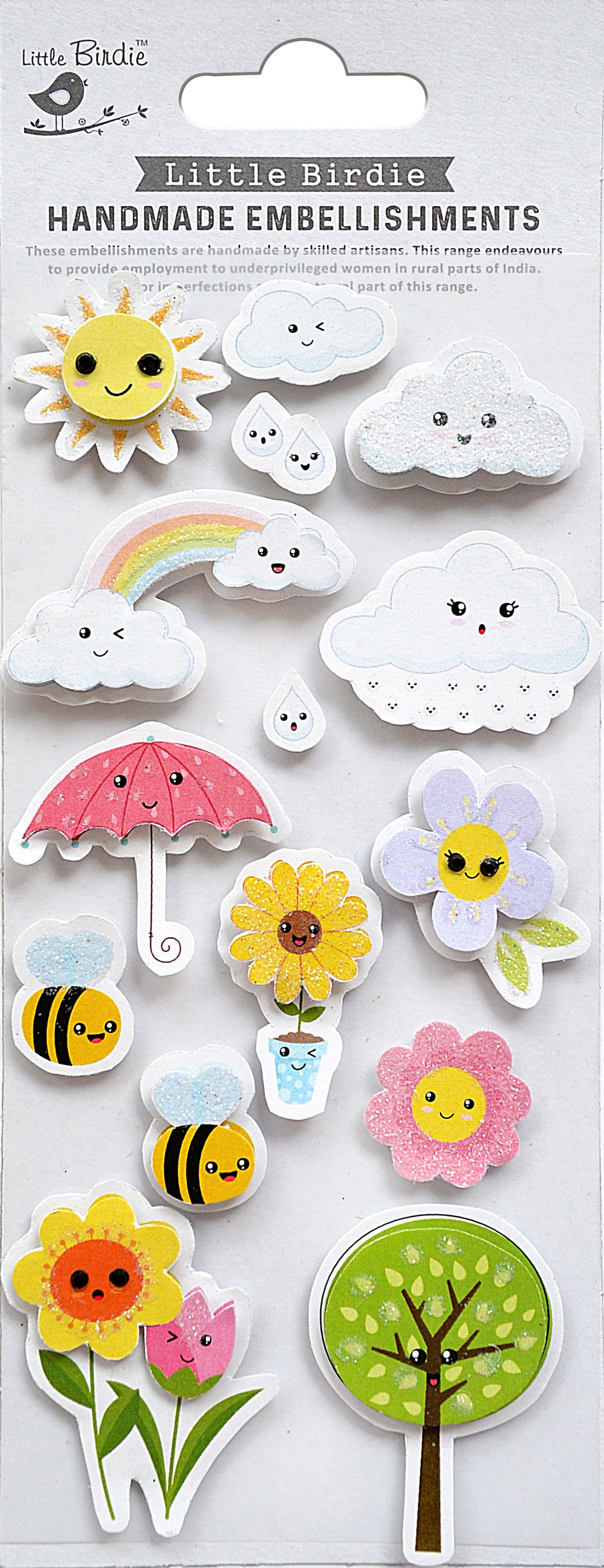Little Birdie Handmade 3D Embellishments 15/Pkg-Sunshine N' Clouds ...